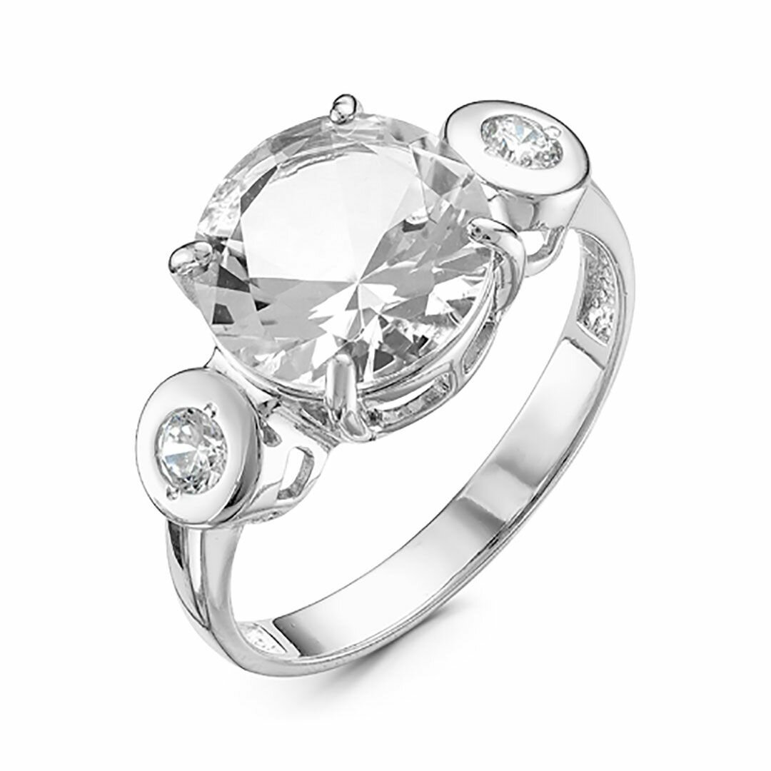 Кольцо, серебро, 925 проба, родирование, фианит