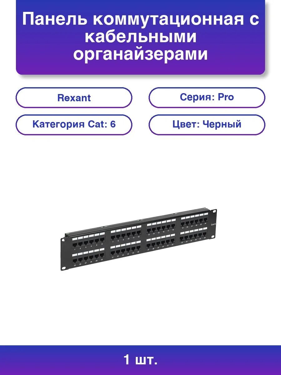 1шт. Панель коммутационная с кабельными органайзерами 19 2U