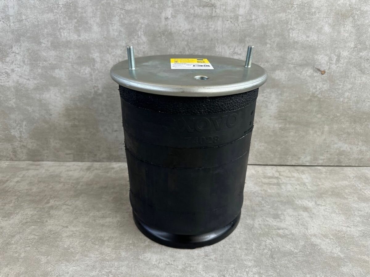 Пневморессора (подушка воздушная) со стаканом 4028NP02 прицепа SCHMITZ H420, верх 2 шп. M12, 1 от. M22*1.5, низ 4шт. M12