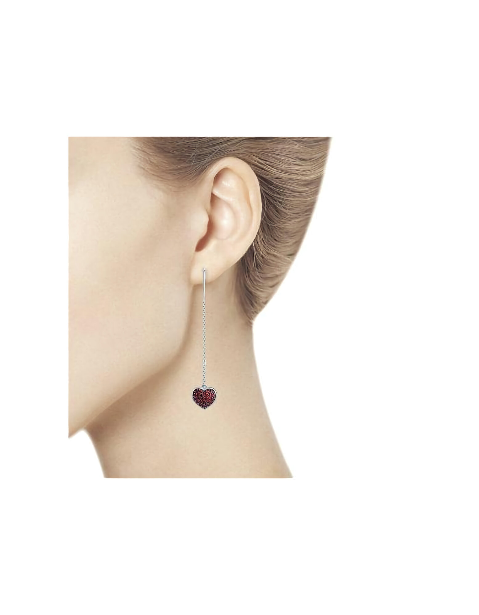 Серьги цепочки Diamare, серебро, 925 проба, родирование, рубин синтетический, длина 5.5 см, , красный — фото 1
