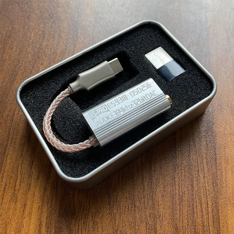 ES9318 ЦАП типа C | Переходник HiFi USB на 3,5 мм | 32 бит/384 кГц DSD256 | Выход 180 мВт | Металлический корпус с ЧПУ