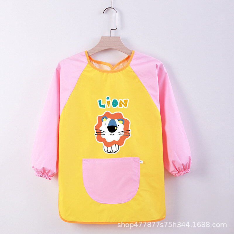 Комбинезон для рисования "Лев", непромокаемый, размер XL, желтый корпус, розовый рукав