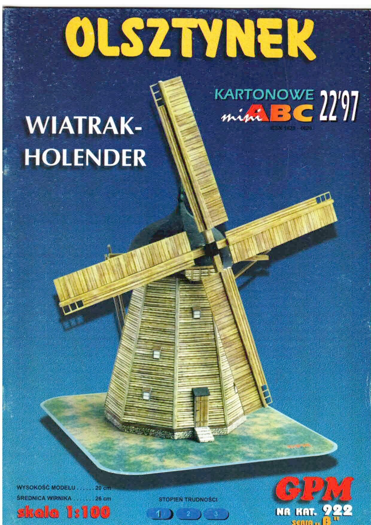 Сборная бумажная модель Мельница Wiatrak-Holender - GPM №22/97 (журнал)