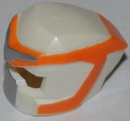 Minifigure, Headgear Helmet Space with Open Visor Small and Orange and Silver Markings Pattern, 11265pb01 White U