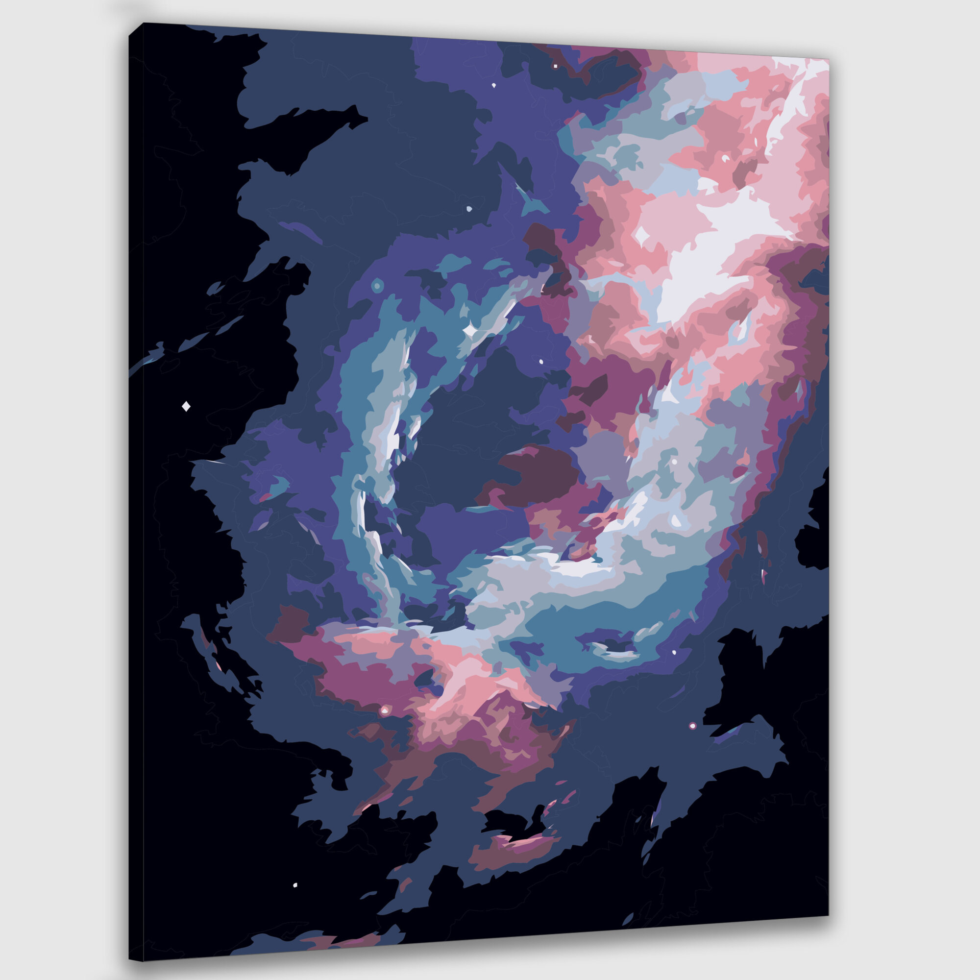 Картина по номерам 40x50 см, галактика, звезды, туманности, фиолетовый, синий, розовый, красота, Вселенная