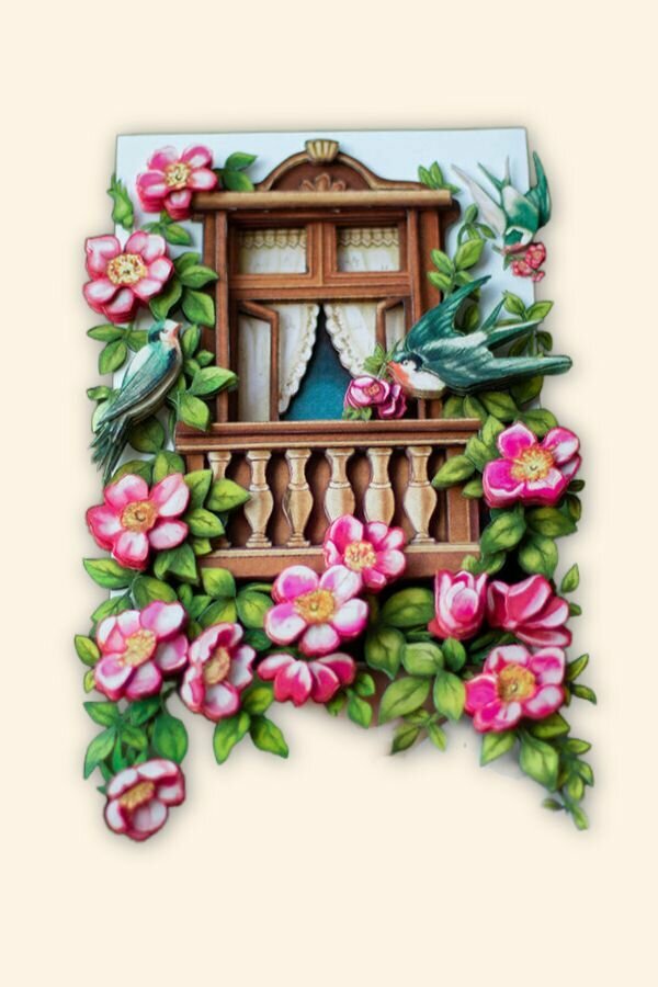 Набор папертоль для рукоделия "Весенние ласточки" 3D картинка, (F0202) 19х29 см Paperlove