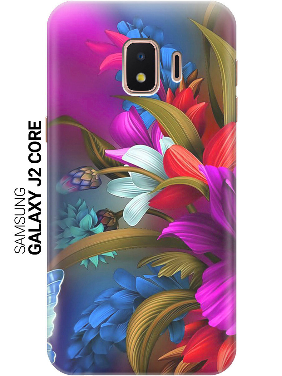 Ультратонкий силиконовый чехол-накладка для Samsung Galaxy J2 Core с принтом "Фантастические цветы"