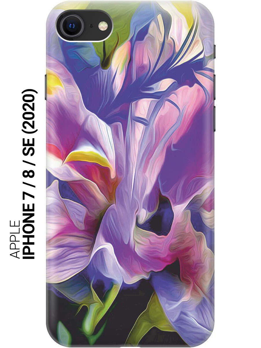 Силиконовый чехол на Apple iPhone SE (2022) / SE (2020) / 8 / 7 / Эпл Айфон СЕ 2022 / СЕ 2020 / 8 / 7 с рисунком "Цветочная абстракция"