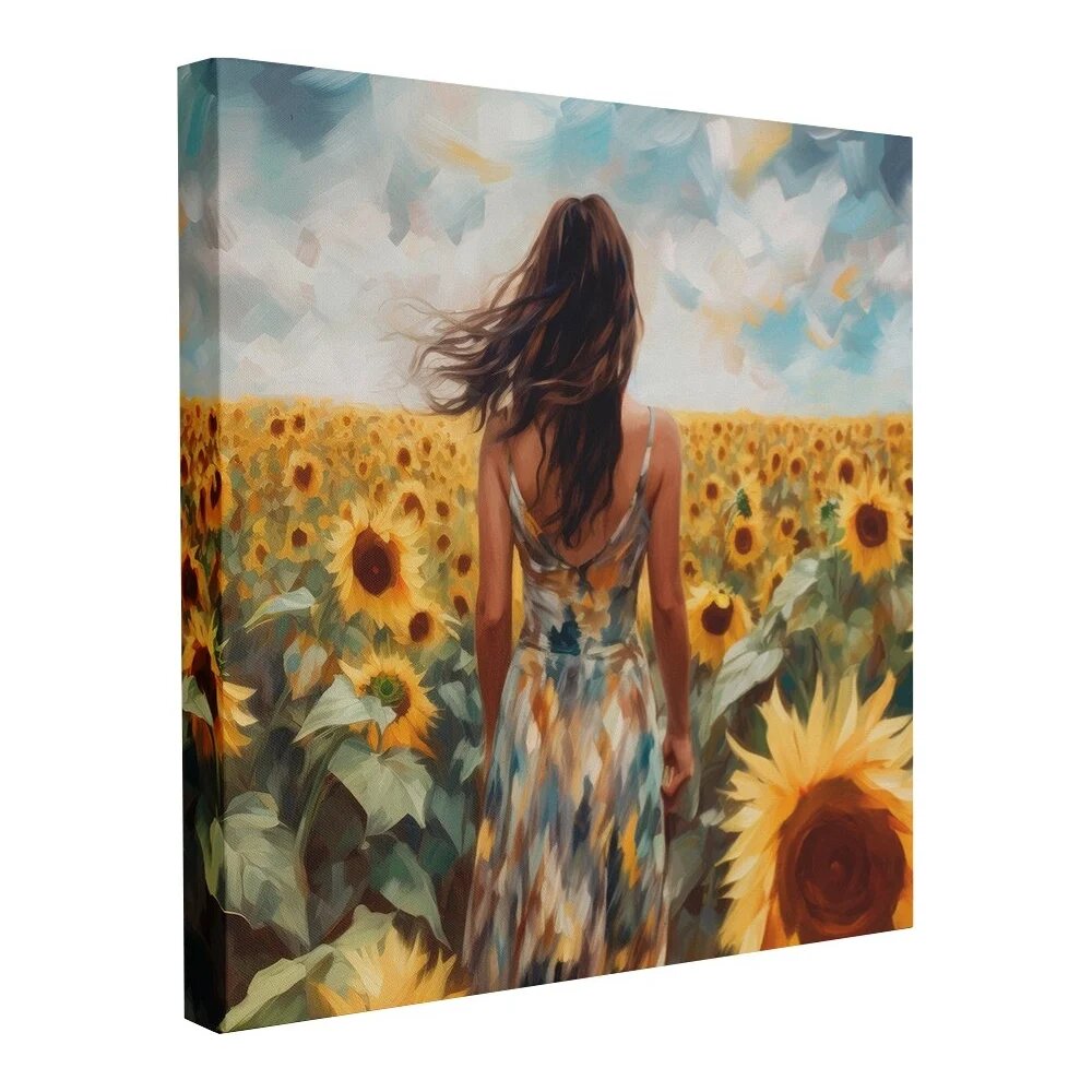 Симфония Картина Девушка и подсолнухи 40x40 см 1-253