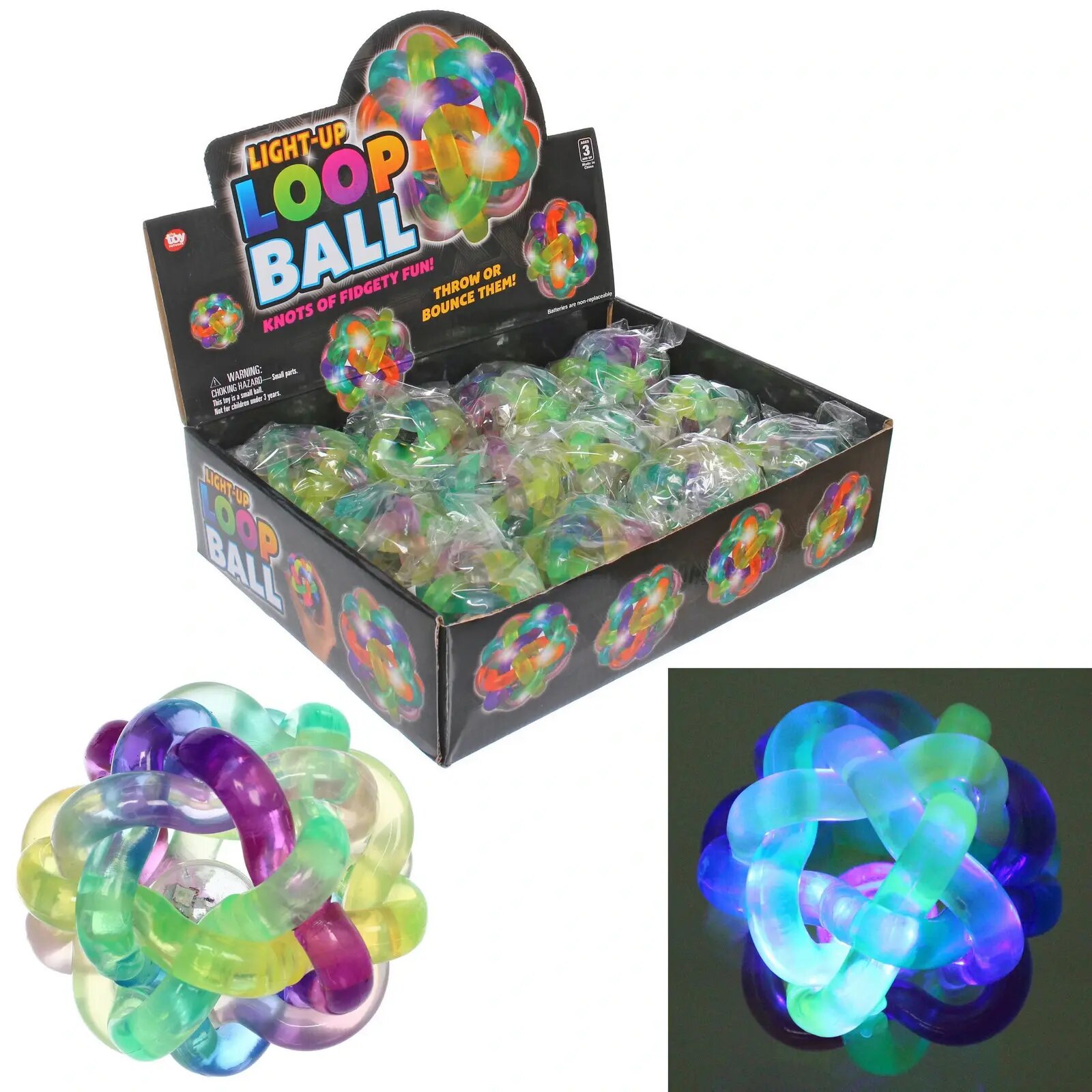 Мяч попрыгун «Клубок» 6см, с подсветкой, цвета в ассортименте