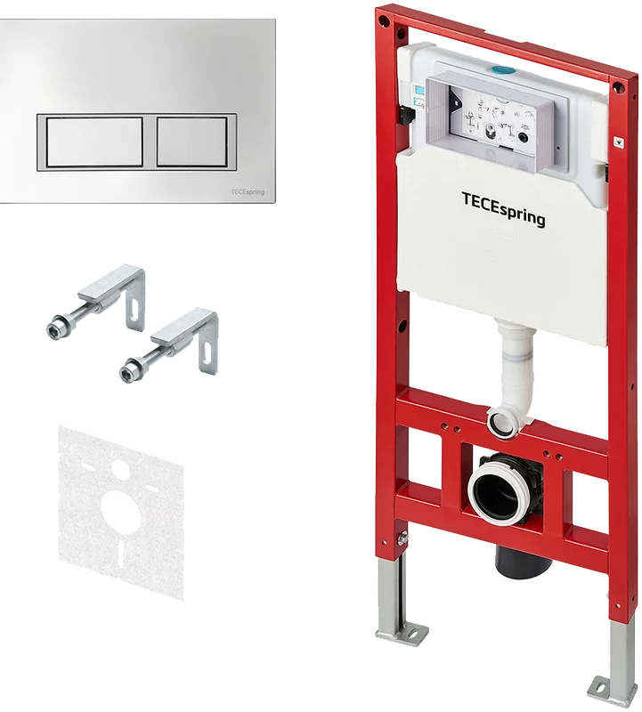 Система инсталляции для унитазов Tece Tecespring S401201, 4 в 1 с кнопкой смыва глянцевый хром