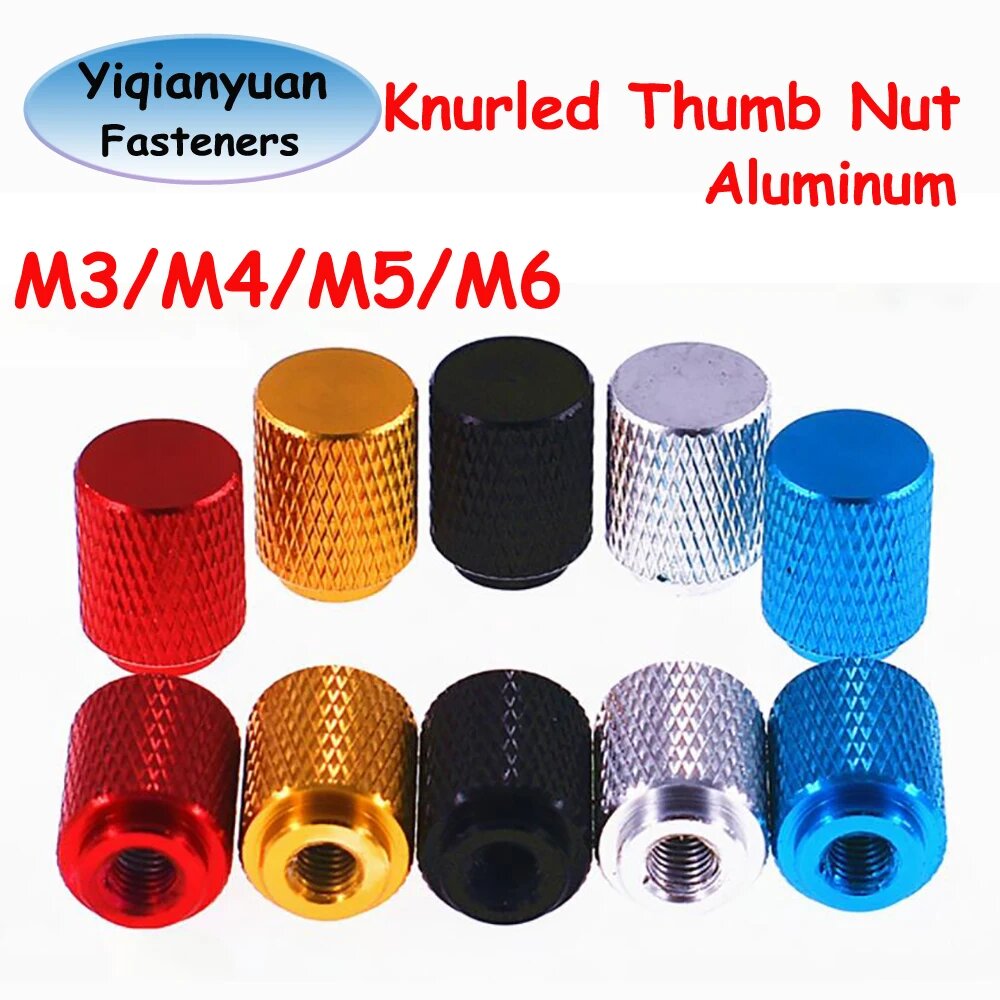 5 шт. Алюминиевые гайки Yiqianyuan M3 M4 M5 M6 M6xP1.0 (5Pcs), Золотой