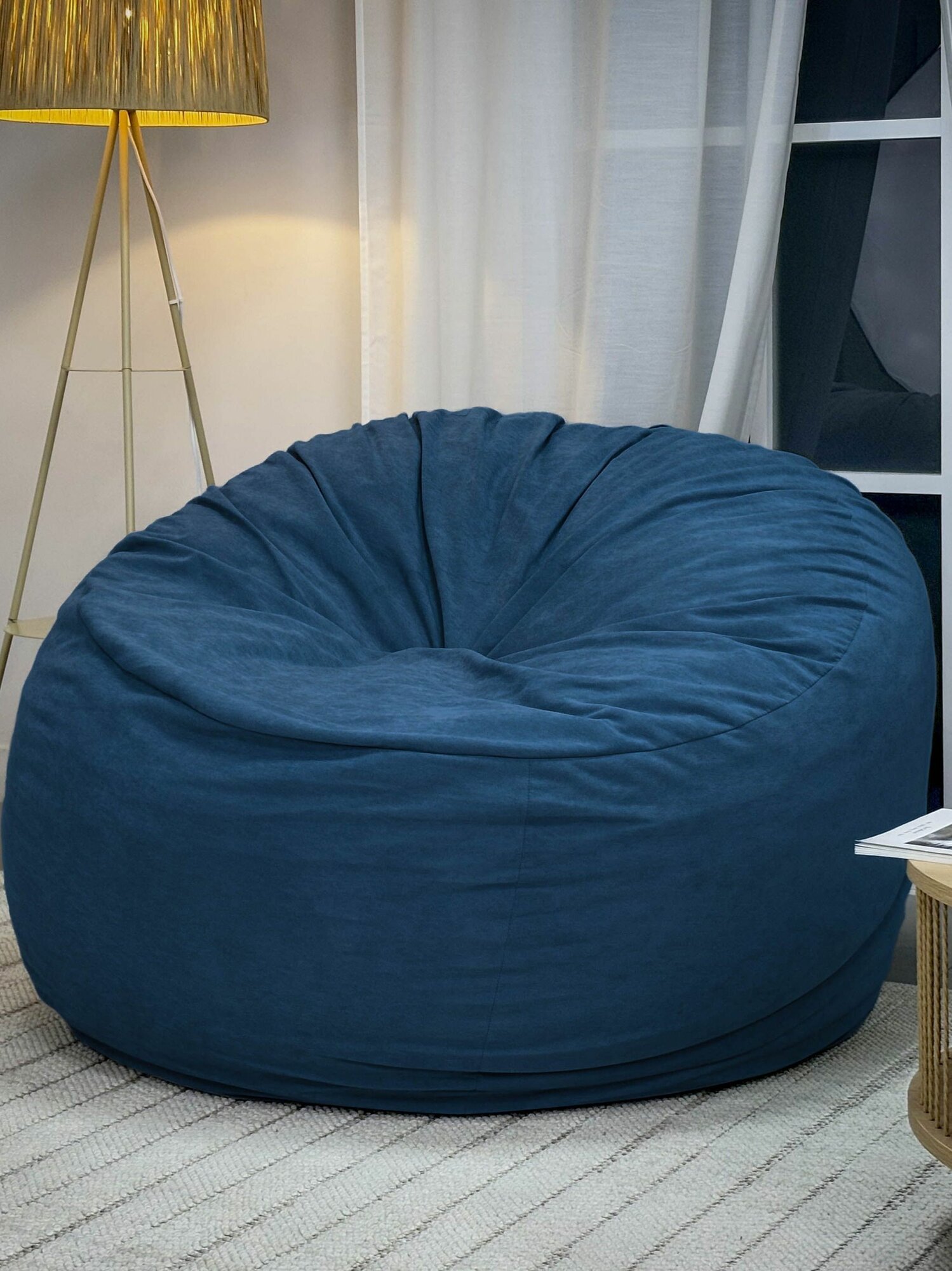Кресло мешок Агитарси, лофтмебель, синий, велюр