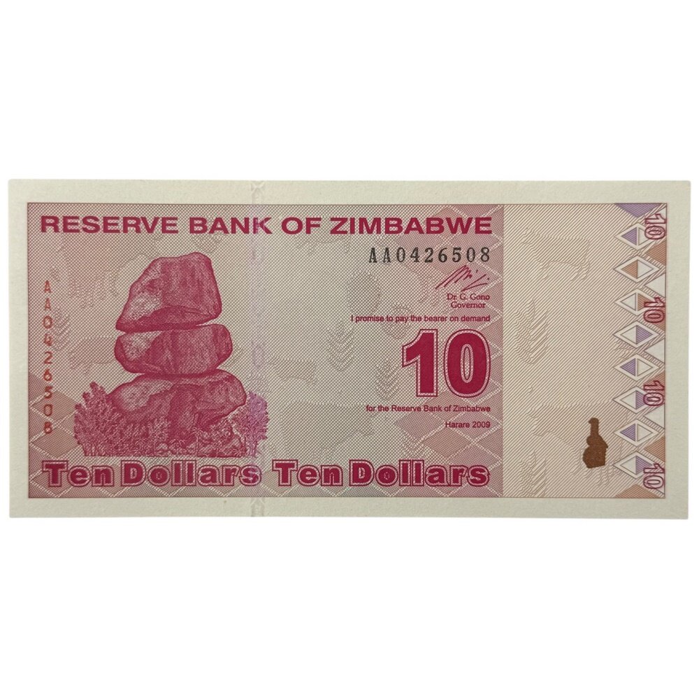 Зимбабве 10 долларов 2009 г. (Серия AA)