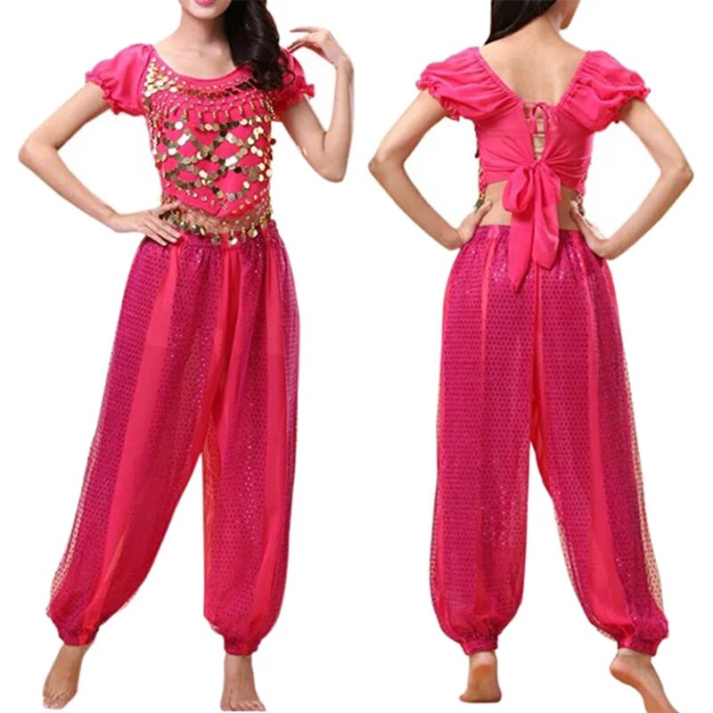 Женский костюм для танца живота, лайкра, золотой Розовый, S, Rose