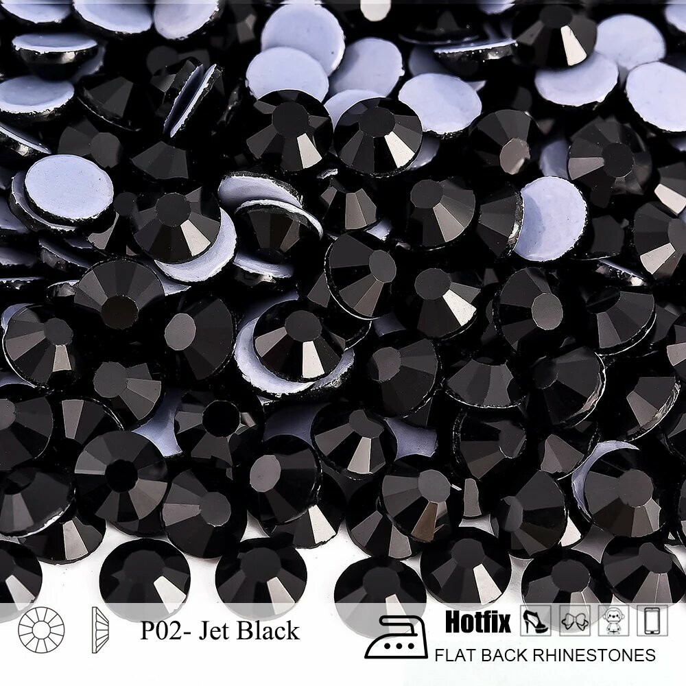Oleeya стеклянные стразы SS6-SS20 для свадьбы Черный, SS8 14400pcs, p02 Jet black
