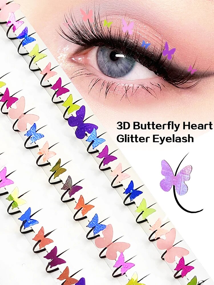 60 шт. D бабочка фея ресницы летние блестящие бабочки наращивание ресниц блестящие украшения накладные ресницы вечерние ресницы