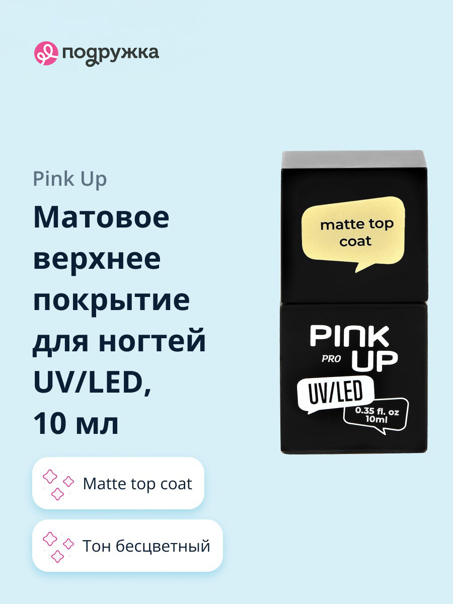 Матовое верхнее покрытие для ногтей UV/LED PINK UP PRO matte top coat 10 мл