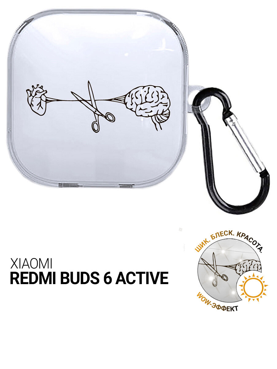 Чехол на Xiaomi Redmi Buds 6 Active с принтом "Cut It" прозрачный