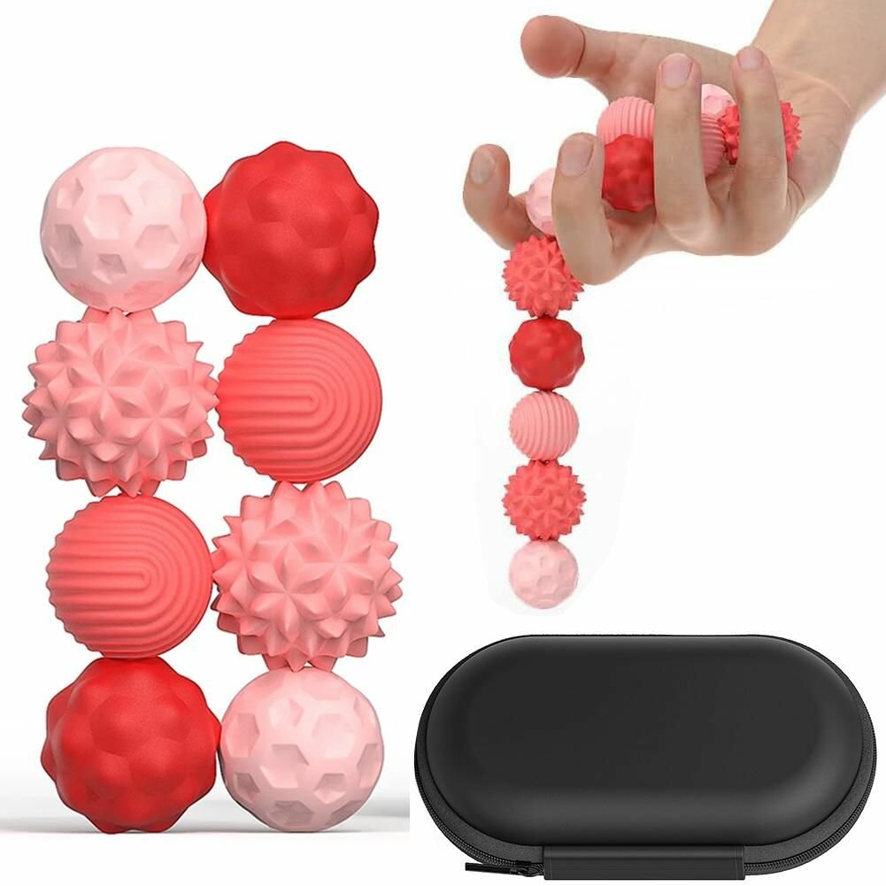 Игровой набор сенсорные тактильные фигурки антистресс, 6 штук в сетке / Развивающие массажные мягкие мячики / Игрушка для купания малышей