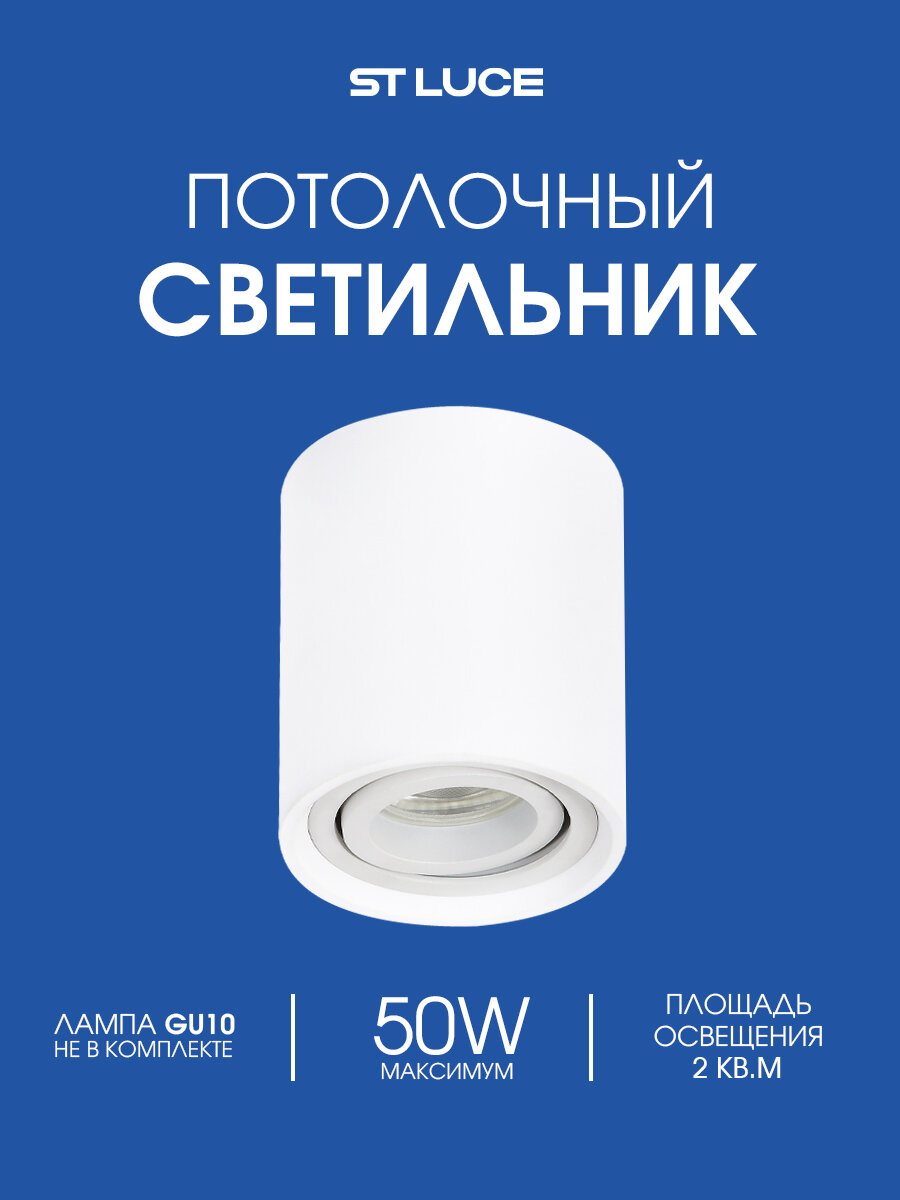 Светильник потолочный накладной ST Luce ST156.502.01 Белый, 1*50W, LED, под цоколь GU10, IP20 (без ламп)