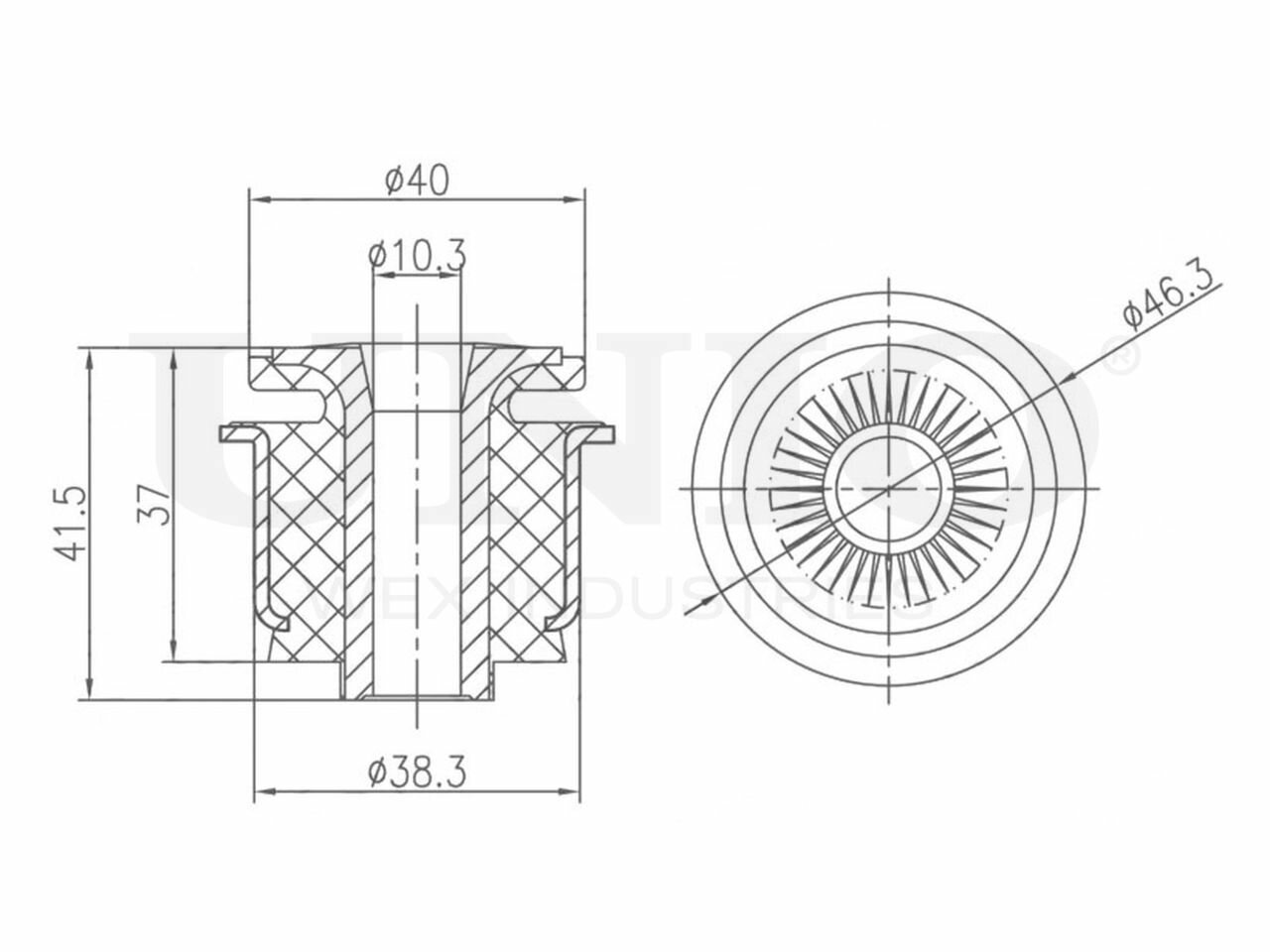 Сайлентблок задний переднего подрамника, для Фольксваген Пассат B2 79-, Ауди 80 III-V 78-, 90 III-IV 84-, Volkswagen Passat Audi 84-, артикул RMP-20626 производителя UNIO
