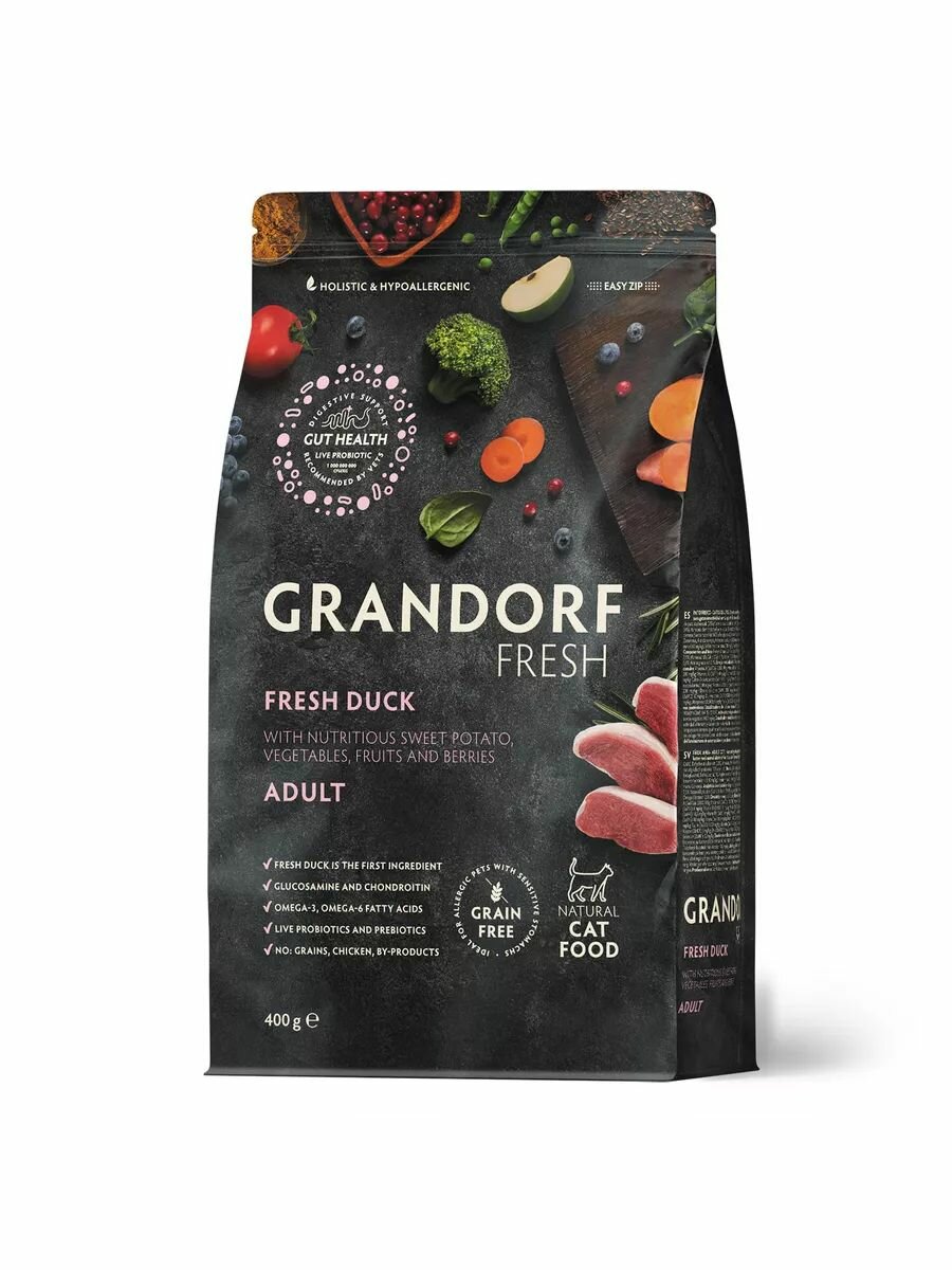 Сухой корм для кошек Grandorf Fresh Cat Duck&Sweet Potato утка батат, 400 гр