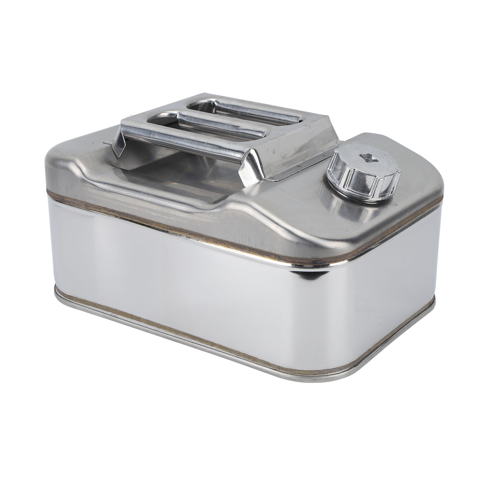 Серебристая 10-литровая канистра для топлива (2,6 галлона) из нержавеющей стали, предназначенная для сжиженного газа, воды и бензина, для автомобилей, газонокосилок и бензопил.