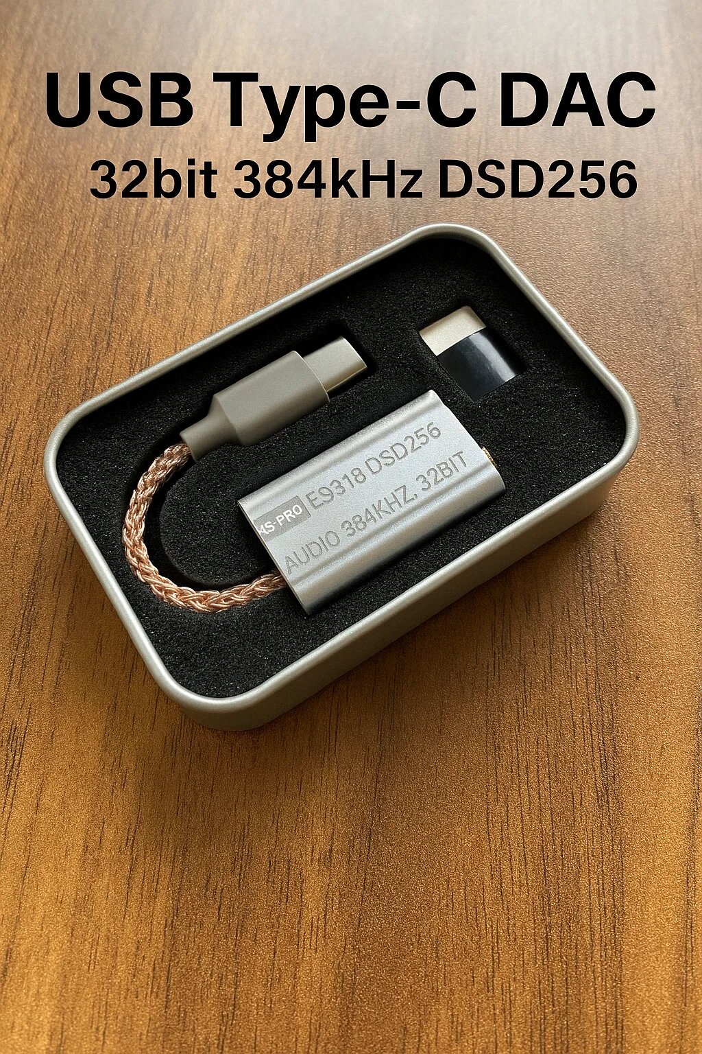 Усилитель для наушников USB ЦАП ES9318 DSD256 Тип C на аудиоадаптер 3,5 мм 32 бит 384 кГц для телефона Android, ноутбука, ПК, наушников