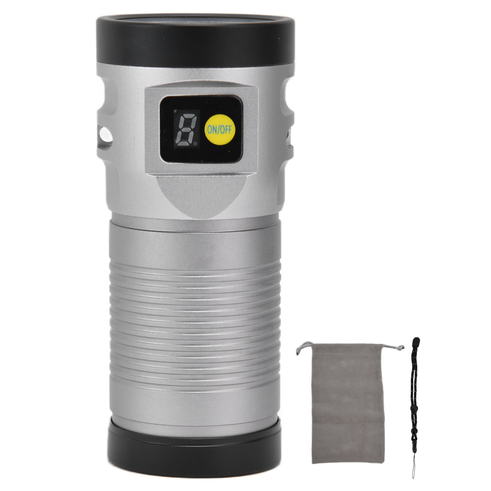 Самый яркий светодиодный фонарь с 8 режимами работы, разъем Type-C, аккумулятор 9000 мАч, водонепроницаемый, многофункциональный, для кемпинга, серый.