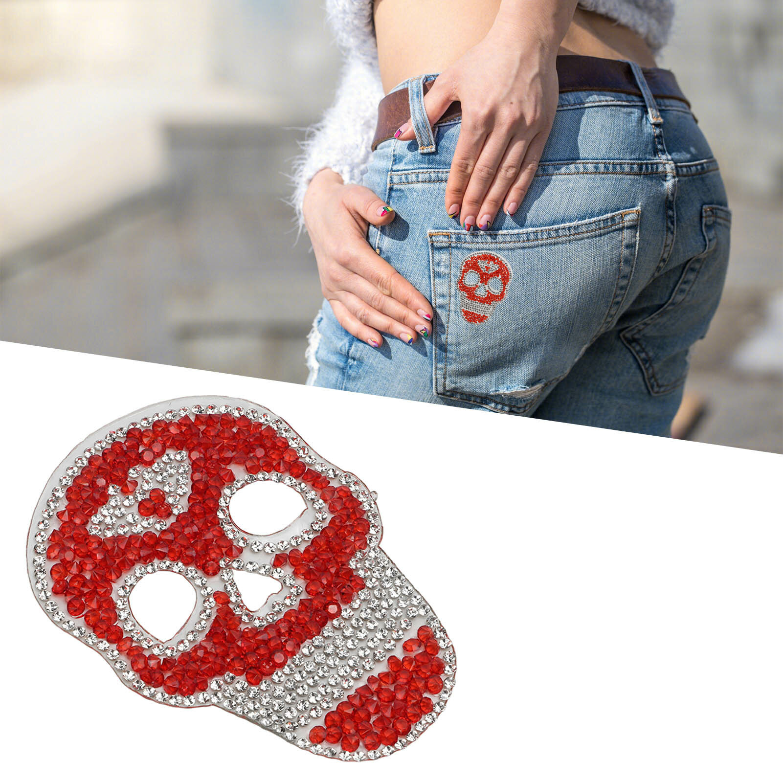 Железные нашивки с красным черепом, узор «сделай сам», декоративные стразы, практичные нашивки, шитье для шляп, сумок