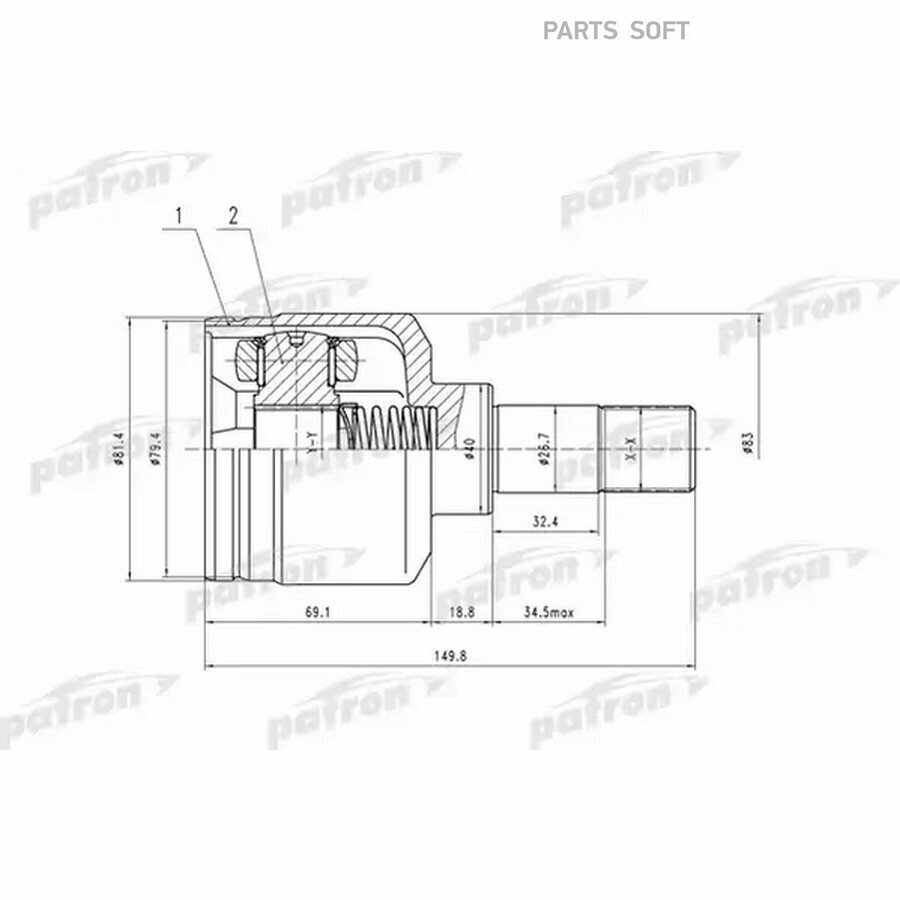 ШРУС внутр лев к-кт [A:24, B:34, С:40] PEUGEOT: 307 1.6/2.0/2.0HDi 90, 406 1.8/2.0, CITROEN: C5 1.6HDI PATRON PCV5018 | цена за 1 шт