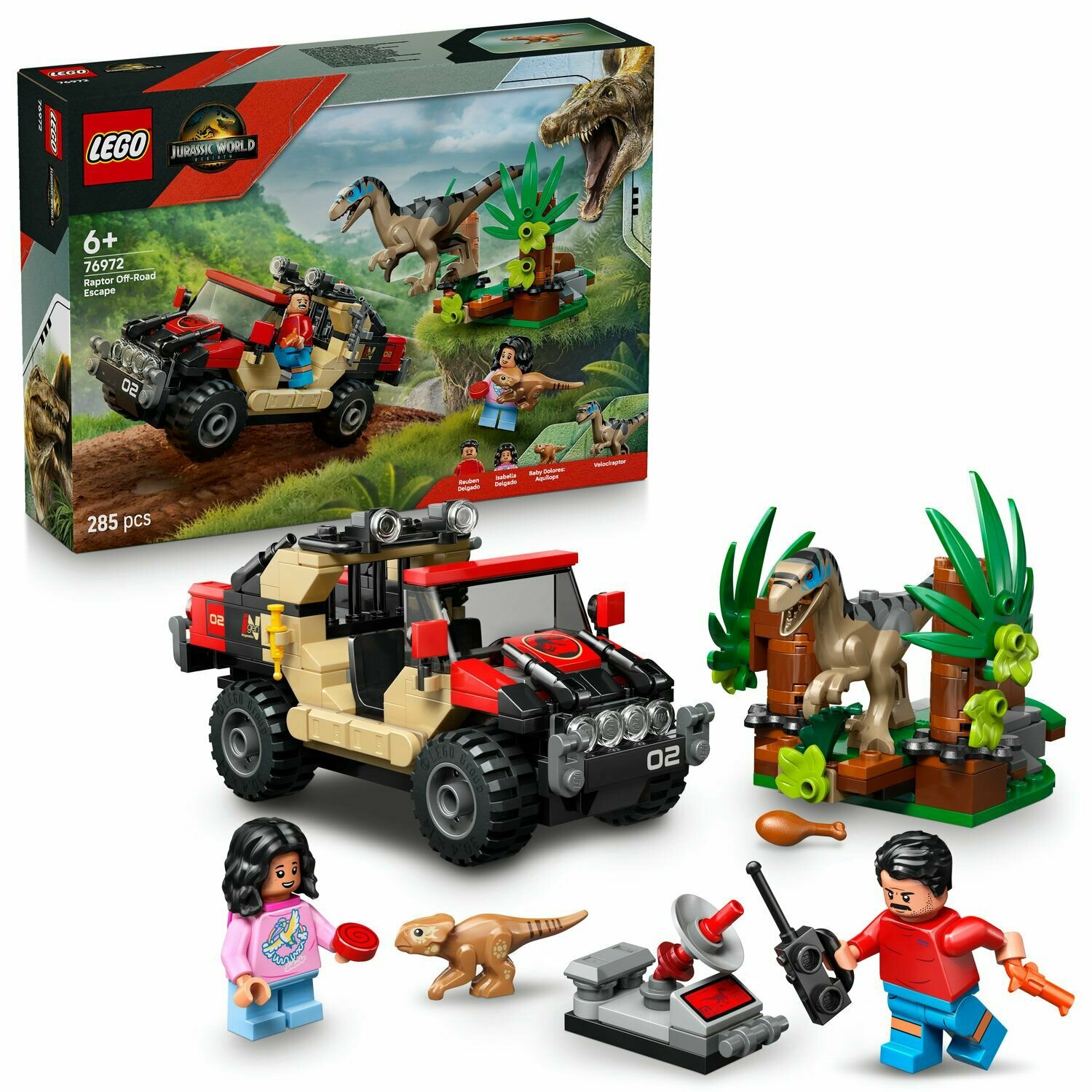 Конструктор LEGO Jurassic World™ 76972 Побег от раптора по бездорожью, 285 дет.