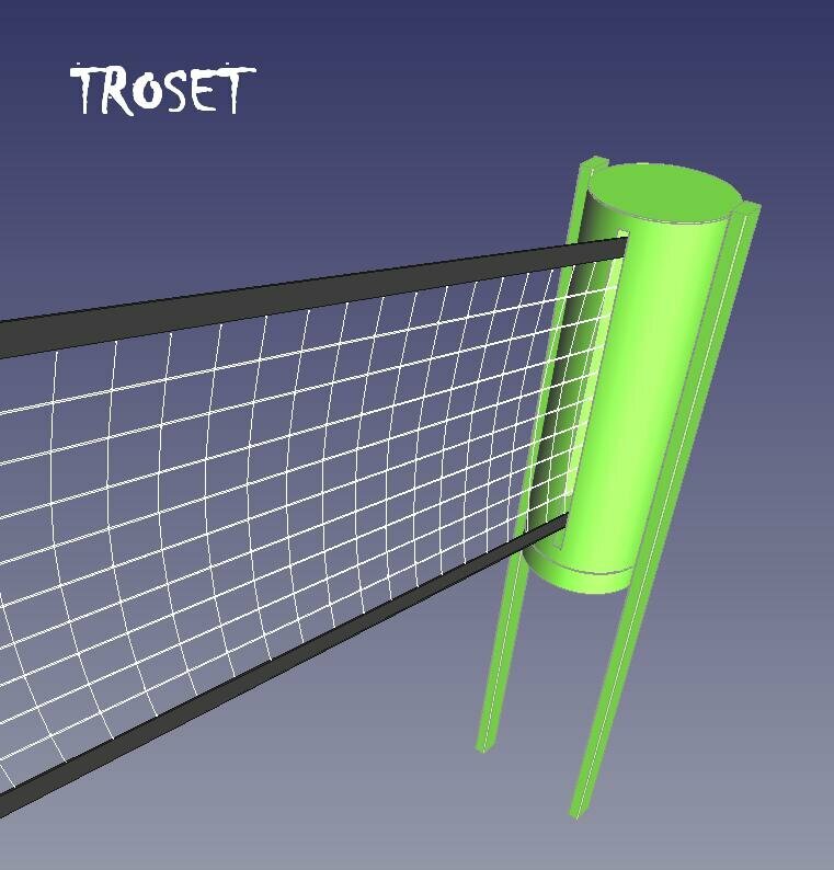 Стойки волейбольные с сеткой TROSET 001 уличные с системой автоматического натяжения бетонируемые в грунт