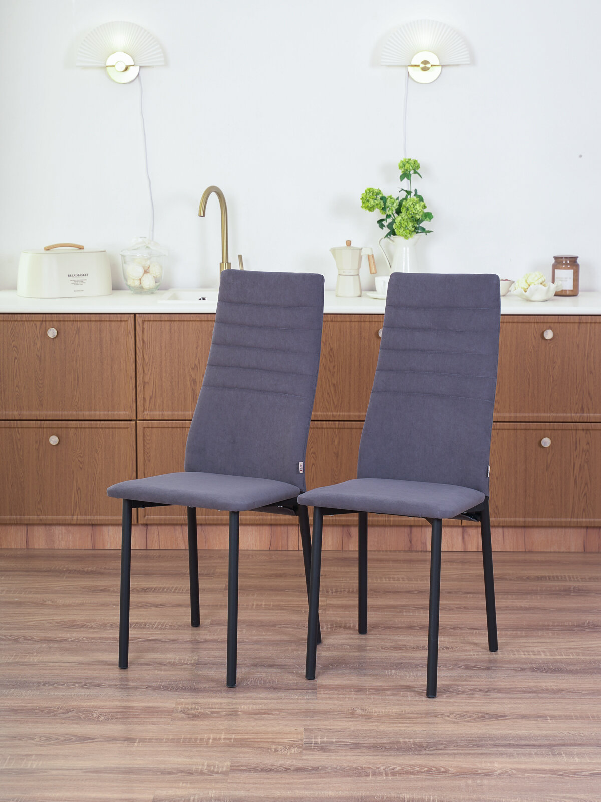 Стулья для кухни со спинкой велюр Леон пепельно-серый 2шт