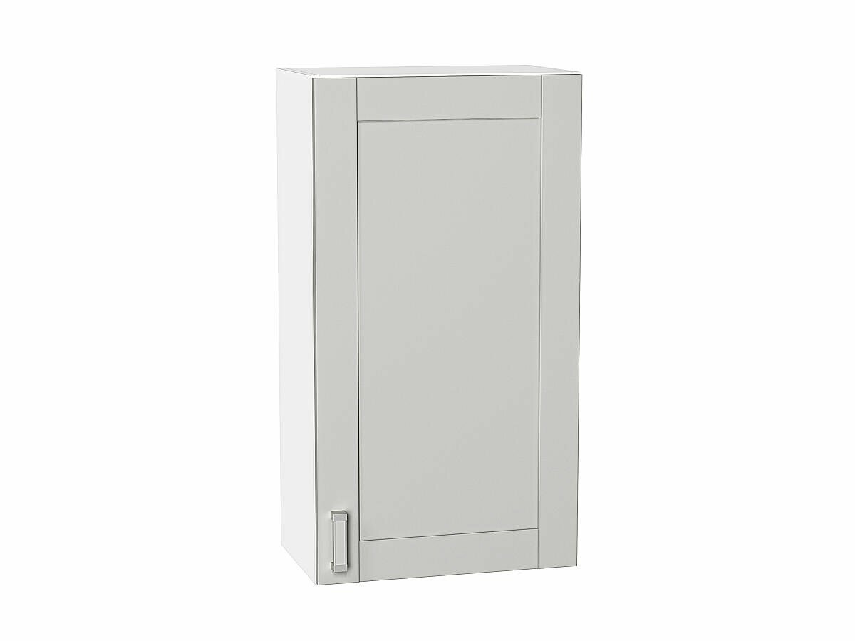 Шкаф верхний с 1-ой дверцей Лофт, цвет фасада Grey Silk, цвет каркаса Белый, 920*500*320 мм