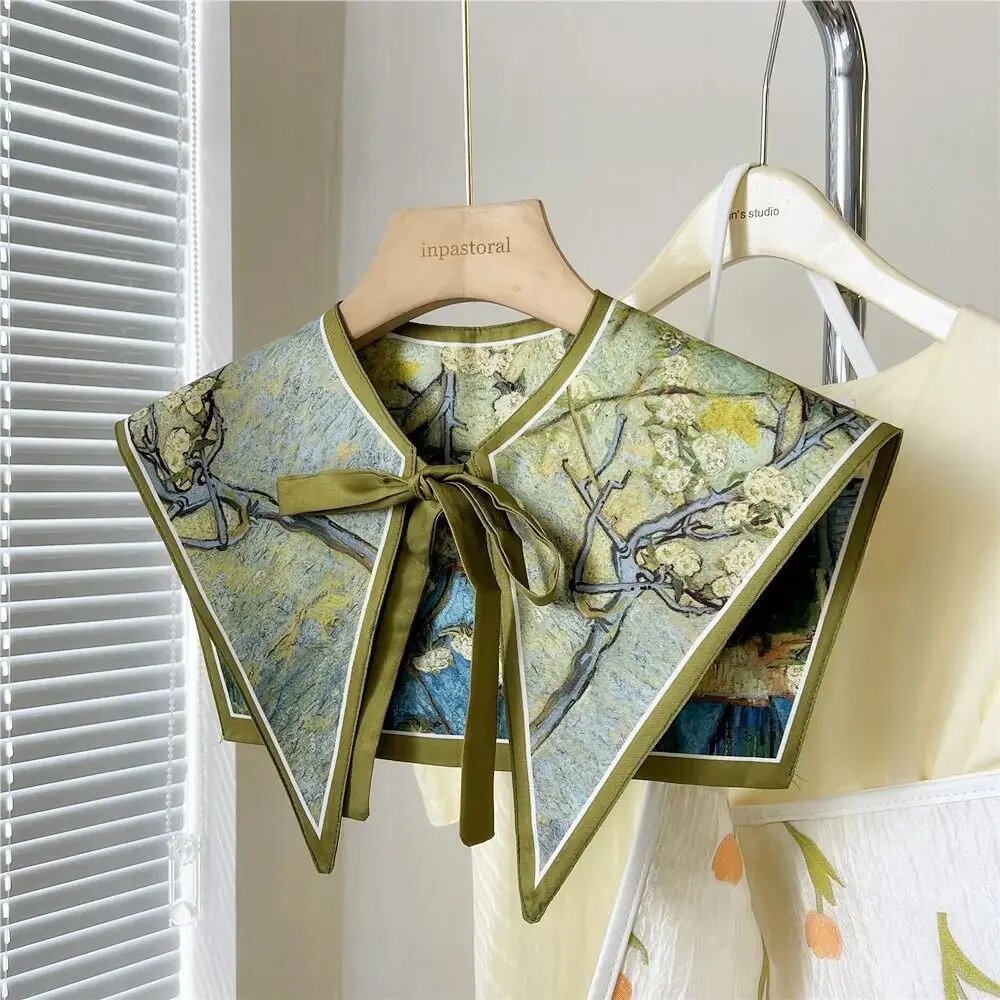 Женская рубашка HULEQQI с искусственным воротником, цветочный узор 4