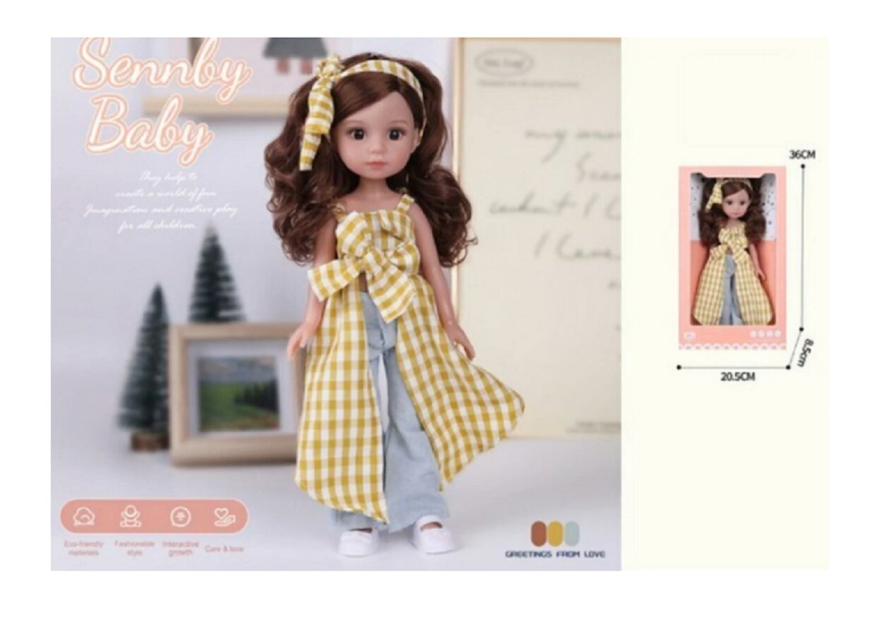 Кукла Sennby Baby "Модница", 35см, длинные волосы, реалистичная