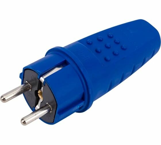 Вилка прямая c заземлением каучук 16а 250в ip44 цвет синий еврослот UNIVersal 3041