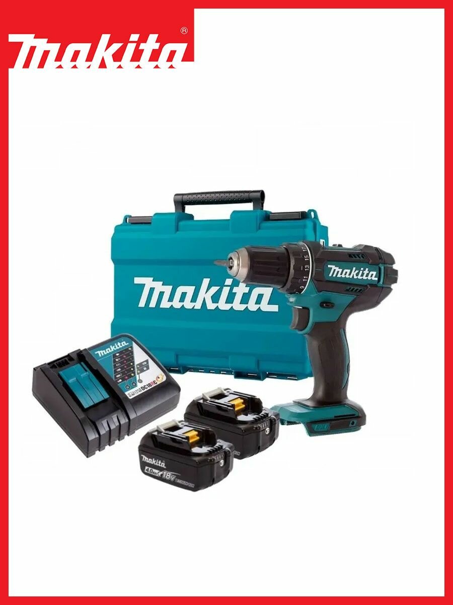Дрель-шуруповерт аккумуляторная Makita DDF482RME, 2 аккумулятора и зарядное устройство в комплекте