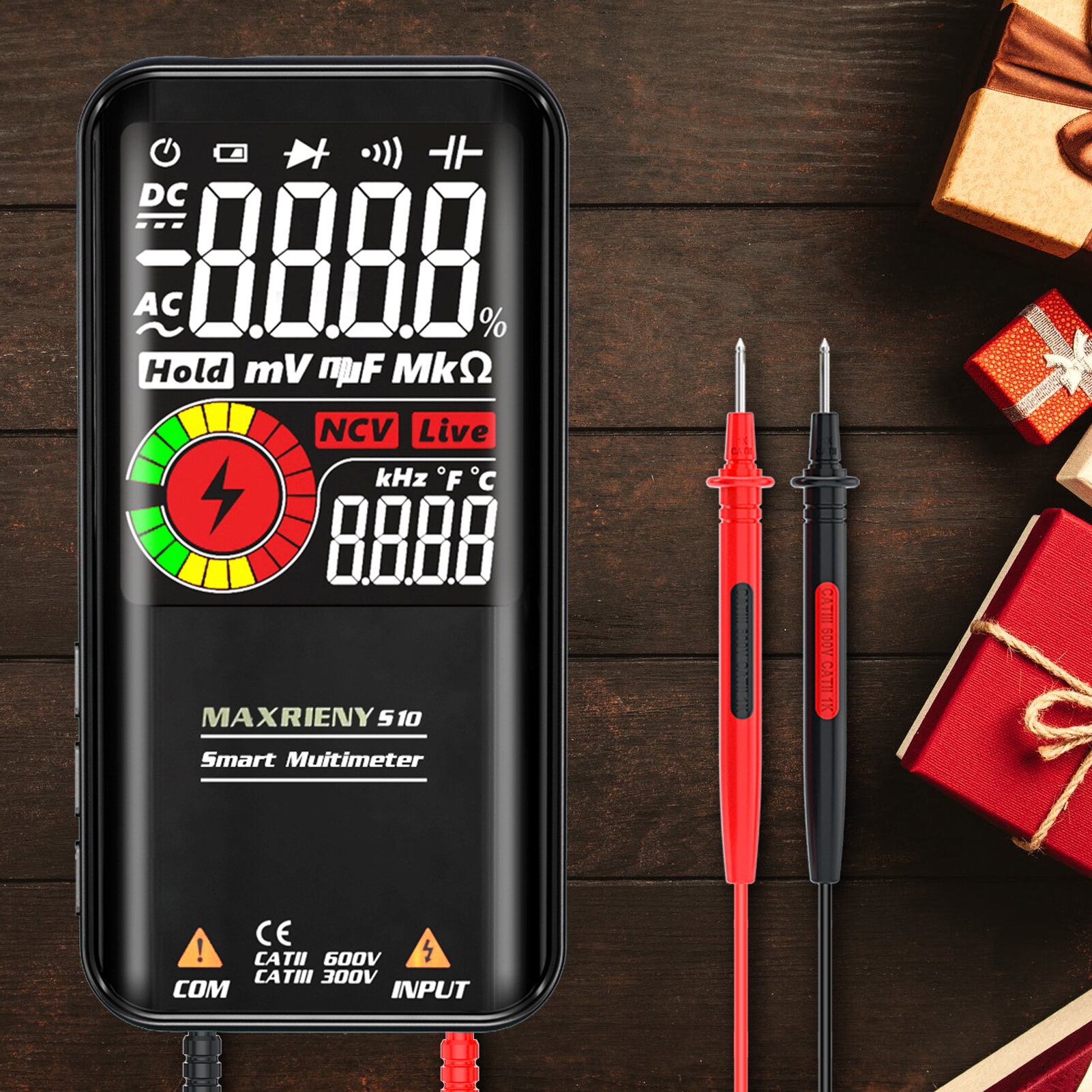 Мультиметр MAXRIENY S10/S11 3.3 дюйма: 9999 отсчетов, NCV, температура