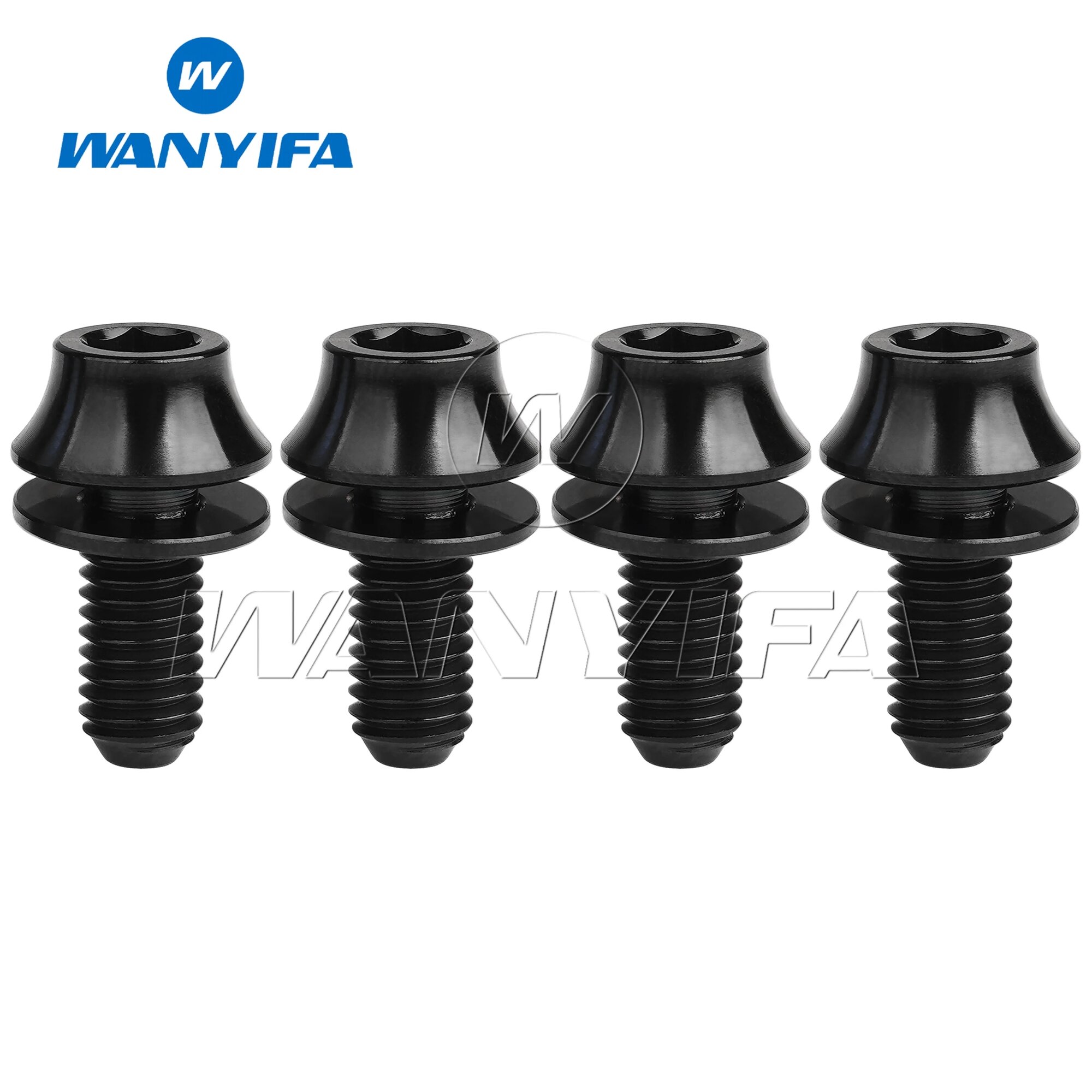 Wanyifa Титановые болты M5x12 мм с шайбами, набор из 4 штук Black