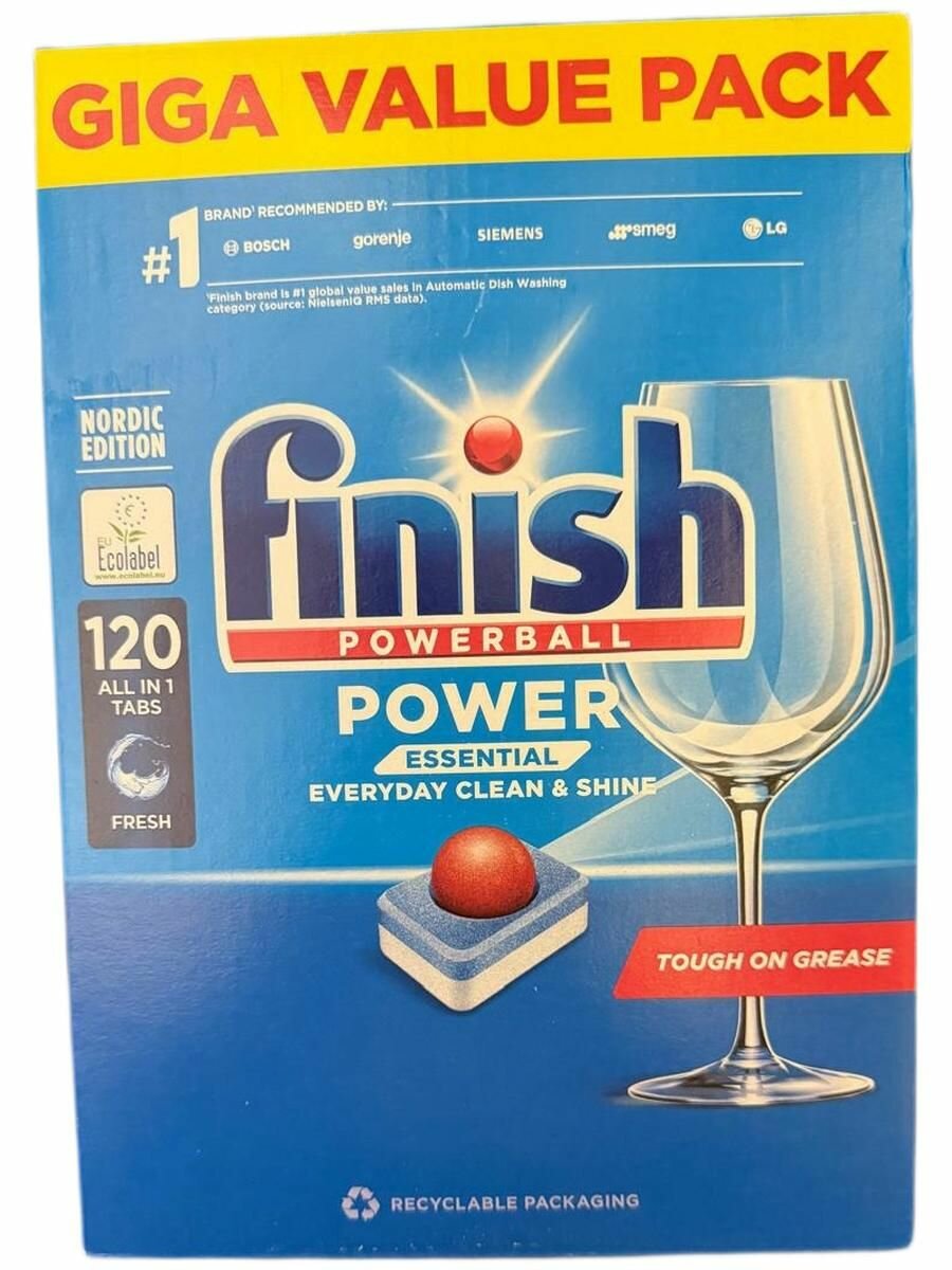 Таблетки для посудомоечных машин Finish POWER Essential, 120 шт (из Финляндии)