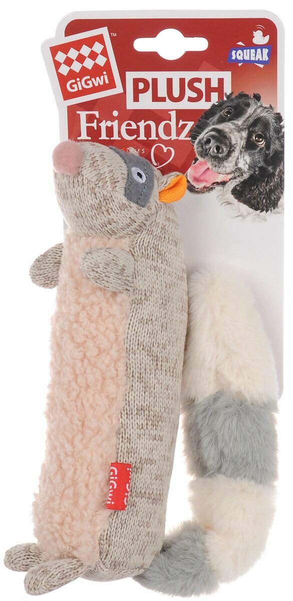 Игрушка для собак "Енот", с пищалкой, длина 17 см