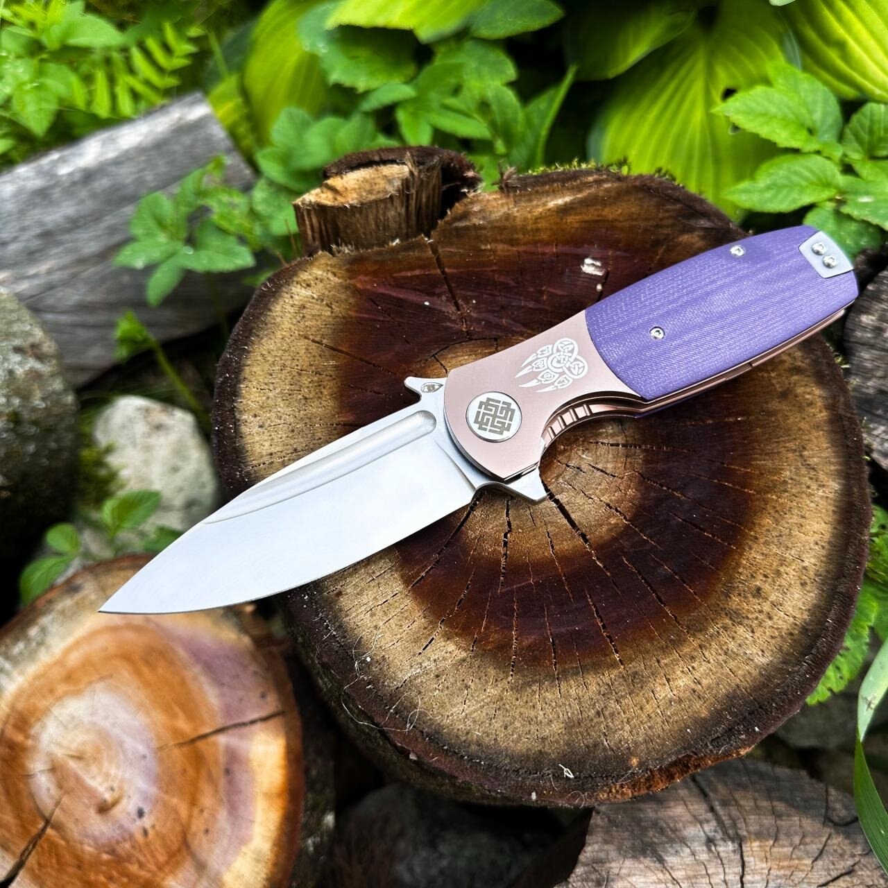 Складной нож Reptilian Буян 04 сталь D2, фиолетовый g10, вес 203 грамм