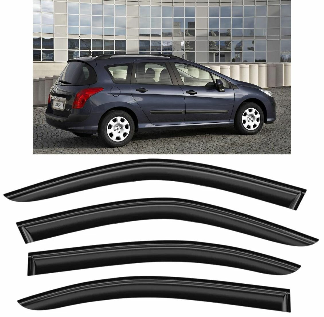 Дефлекторы боковых окон PEUGEOT Пежо 308 универсал (2007-2011)