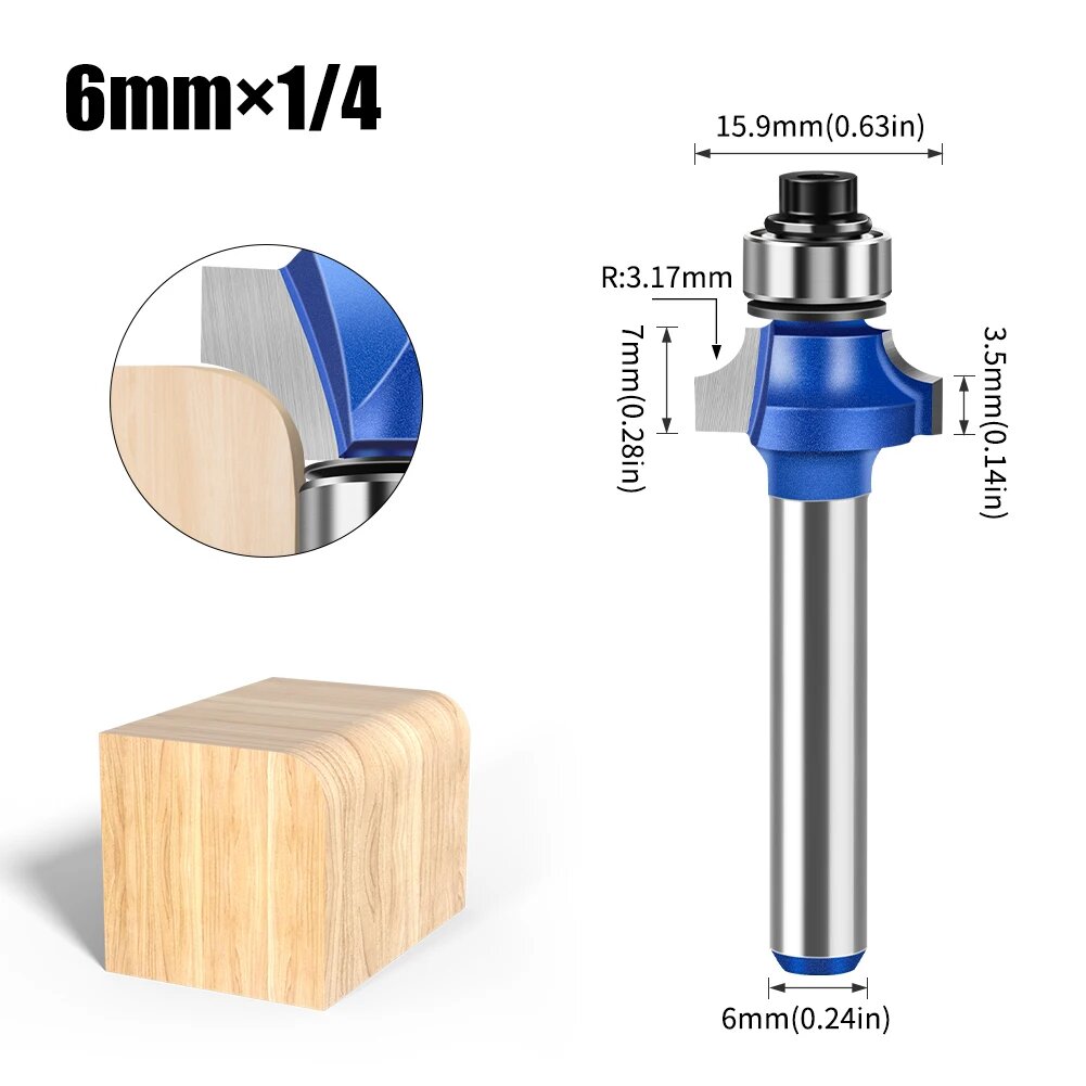 Набор фрез с хвостовиком 1/4 дюйма и хвостовиком 6 мм, синий набор фрез, твердосплавные фрезы по дереву для деревообработки 6mmX15.9mm