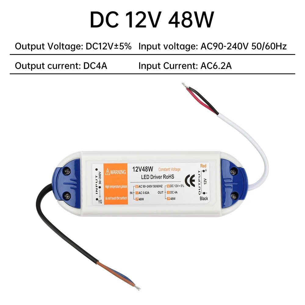 Трансформаторы светодиодного освещения DC12V 18W 28W 48W Адаптер питания светодиодного драйвера для светодиодной ленты Источник питания 12V