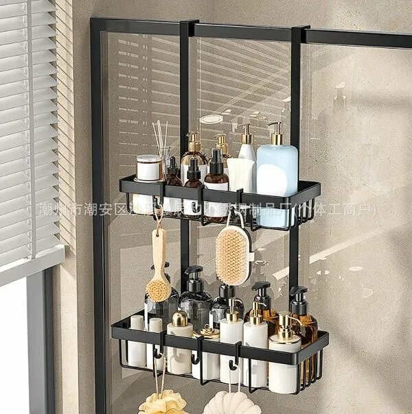 Полка для ванны "IKEA", навесная, металлическая, черная, 61x13 см