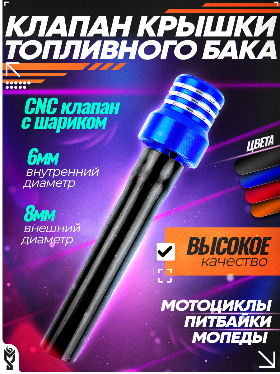 Клапан крышки бензобака CNC с шариком для эндуро и кроссовых мотоциклов, синий